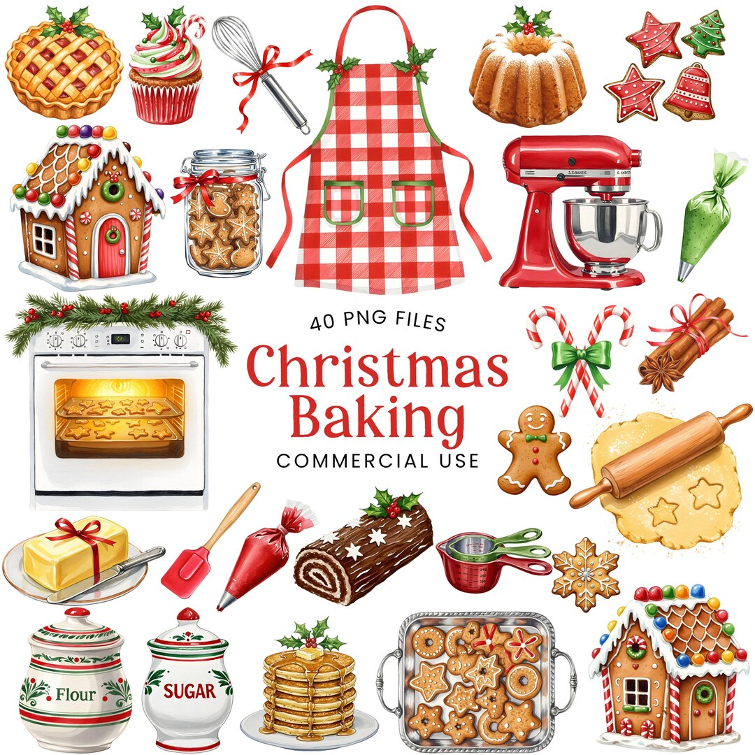Christmas Baking Clipart - Watercolor - Christmas Png - Bakery Clipart ...