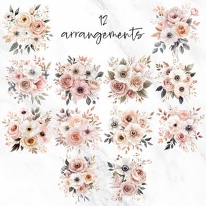 Rose Gold Floral Clipart - Watercolor - Rose Peony Png - Botanical ...