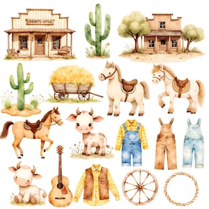 Cute Cowboy Clipart - Watercolor - Wild West Png - Cowboy Images ...