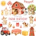 Farm Birthday Clipart - Watercolor - Cute Farm Animals - Png - Kids ...