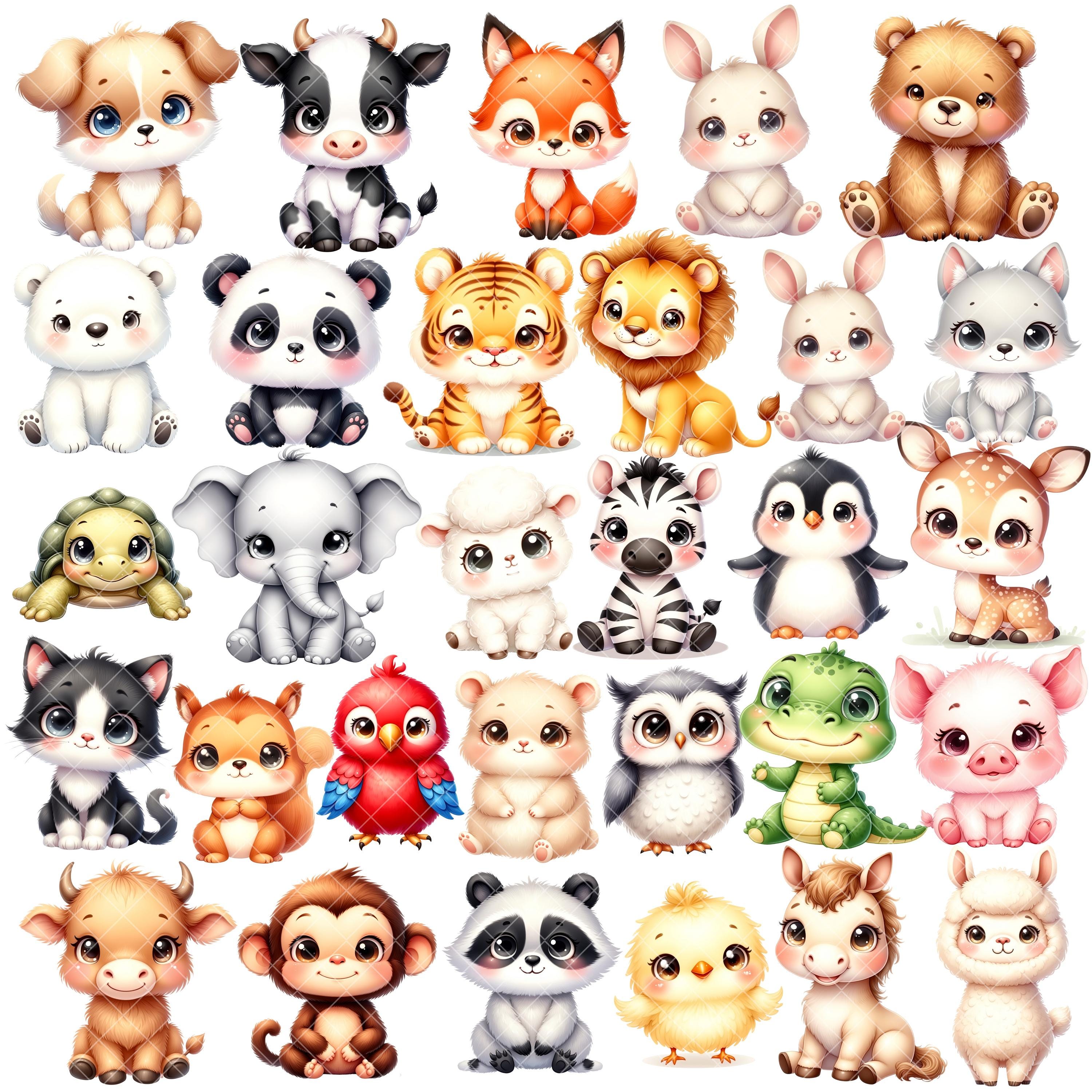 Cute Animal Clipart - Kawaii Animals - Png - Kids Clipart - Adorable ...