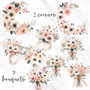 Rose Gold Floral Clipart - Watercolor - Rose Peony Png - Botanical ...