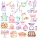Cute Bakery Clipart - Watercolor - Kids Clipart Bundle - Pastel Baking ...