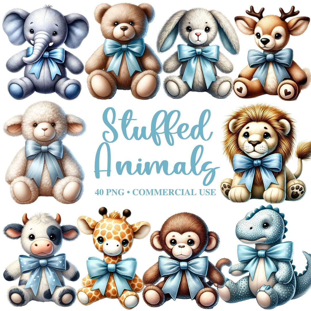 Stuffed Animal Clipart - Watercolor - Plushy Clipart - Baby Shower Png ...