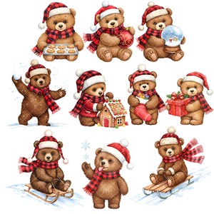 Winter Bear Clipart - Watercolor - Cute Bears - Christmas - Nursert Art ...