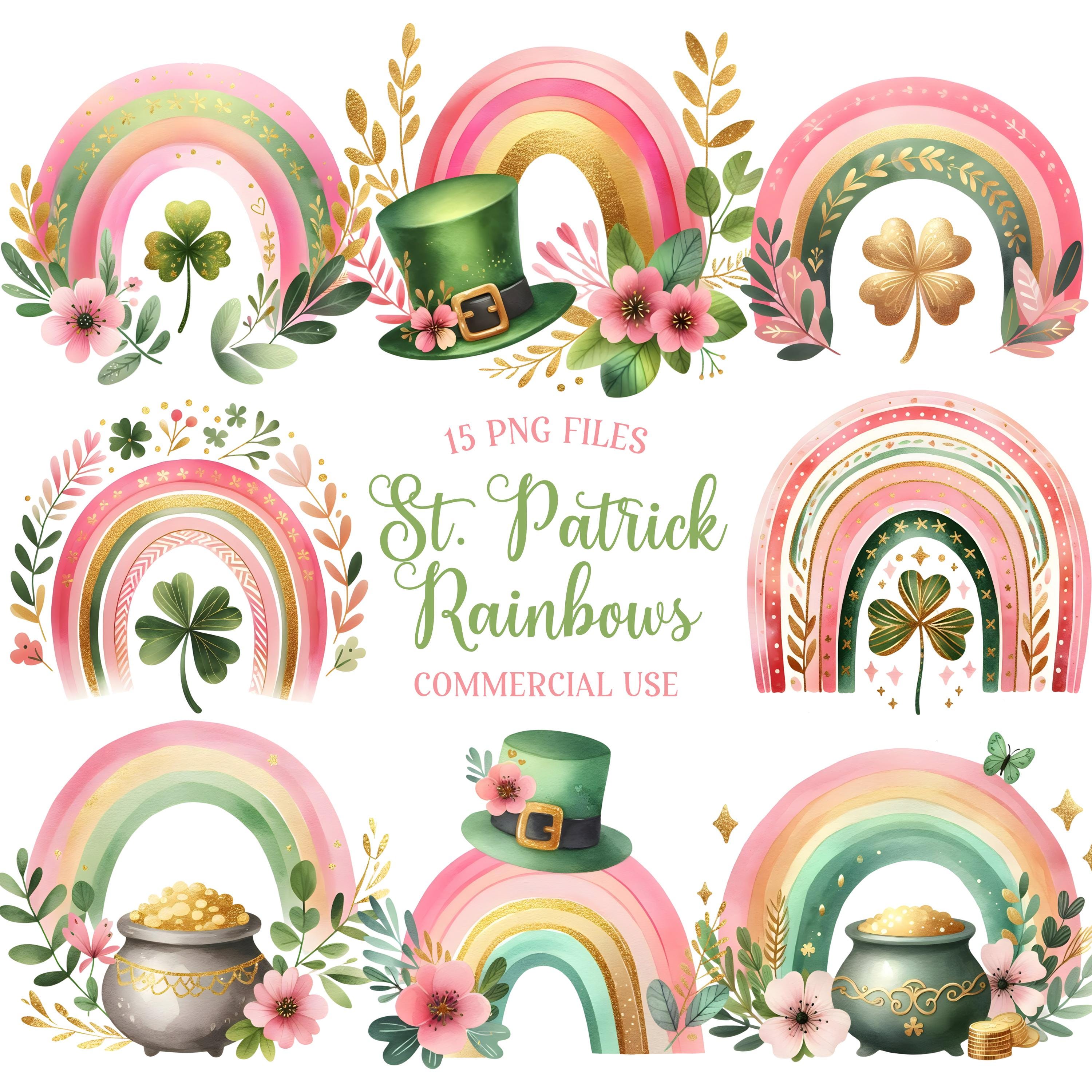 St. Patrick Rainbows - Watercolor - St. Patrick's Sublimination ...