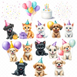Puppy and Kitten Clipart - Cute - Birthday Png - Pawty Clipart ...