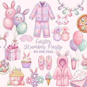 Easter Clipart - Watercolor - Pajamas Party Png - 40 Png - Slumber ...