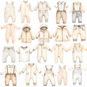 Baby Boy Clothes Clipart - Watercolor - Nursery Art - Baby Shower ...