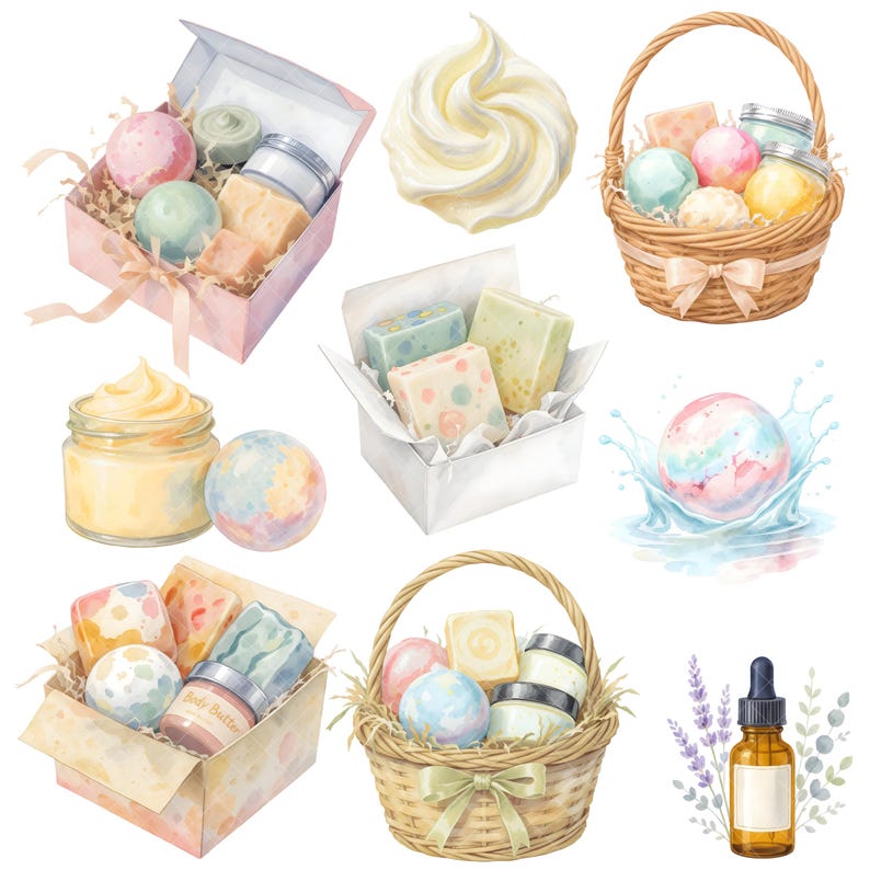 Bath and Body Clipart - Watercolor - Bath Bomb Png - Homemade Soap ...