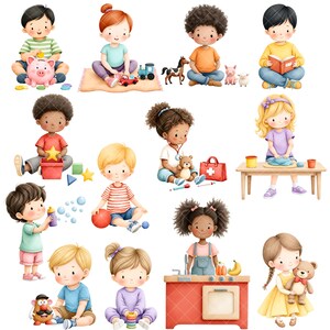 Playtime Clipart - Watercolor - Kid's Clipart Bundle - Toy Png - Cute ...