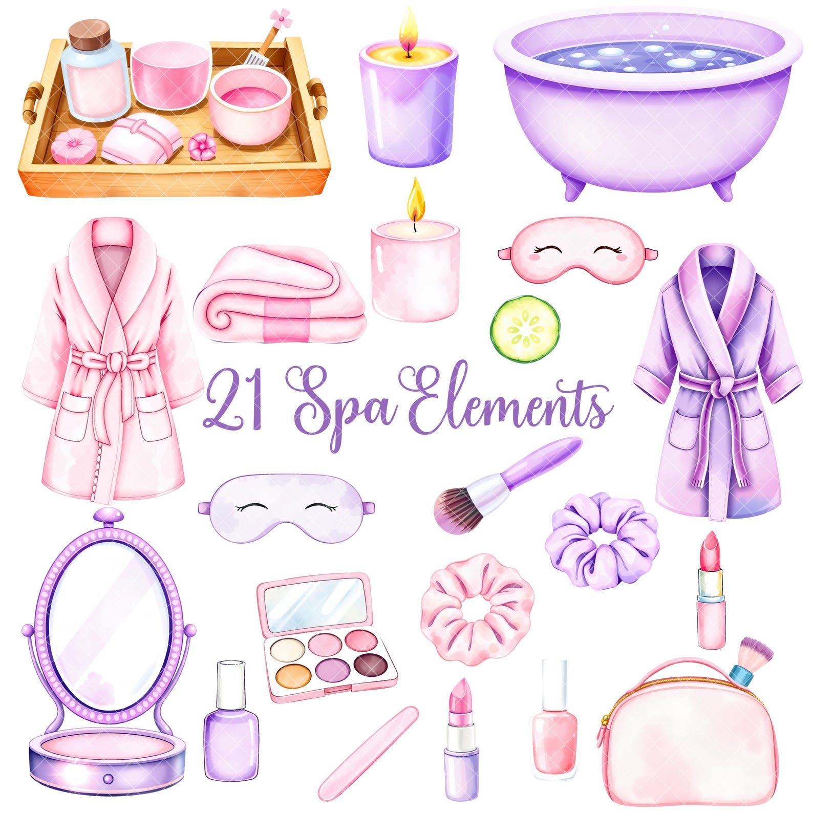 Spa Watercolor Clipart - Spa Party - Spa Girls - Kids Clipart - Cute ...