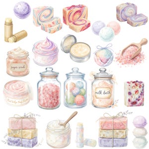 Bath and Body Clipart - Watercolor - Bath Bomb Png - Homemade Soap ...