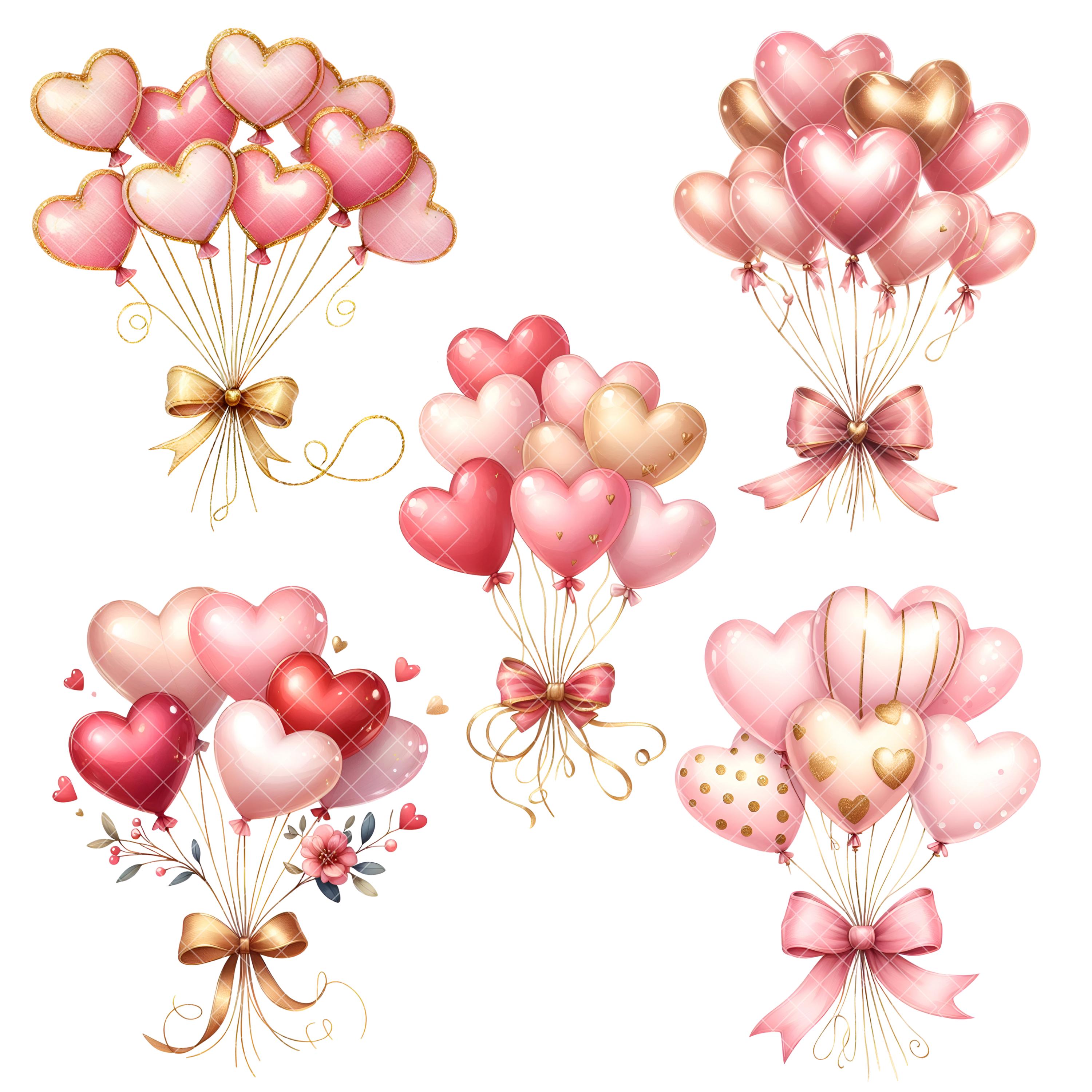 Valentine Balloon Clipart - Watercolor - Heart Balloons Png - Balloon ...
