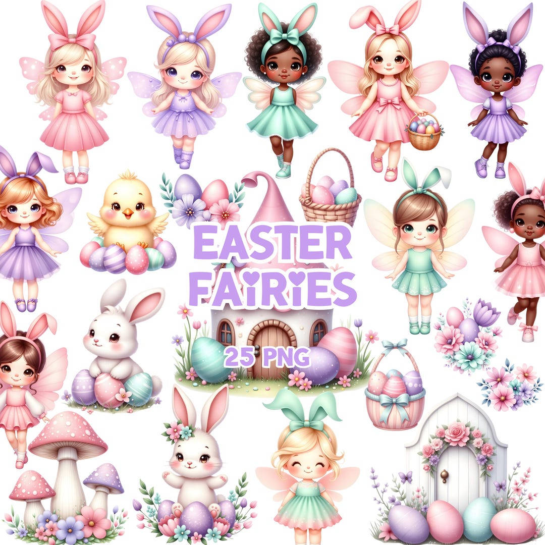 Easter Fairy Clipart - Watercolor - Cute Easter Png - Fairy Girls ...