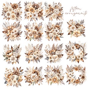 Watercolor Boho Floral Clipart Autumn Flowers Floral Arrangement ...