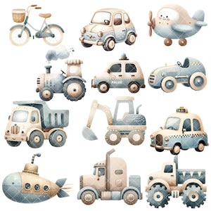 Transportation Clipart - Watercolor - Nursery Clipart - Png - Truck ...