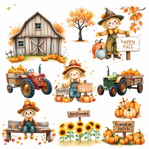 Cute Scarecrow Clipart - Watercolor - Autumn - Fall Clipart - PNG ...