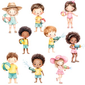 Pool Party Clipart - Watercolor - Cute Summer Clipart - Kid's Birthday ...