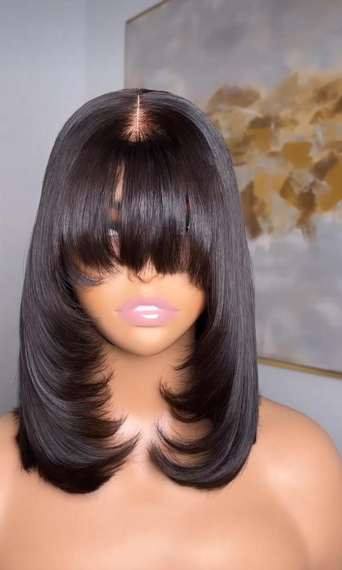 12 Inches Bob Wig With Bang 4x4 Lace Closure - Etsy