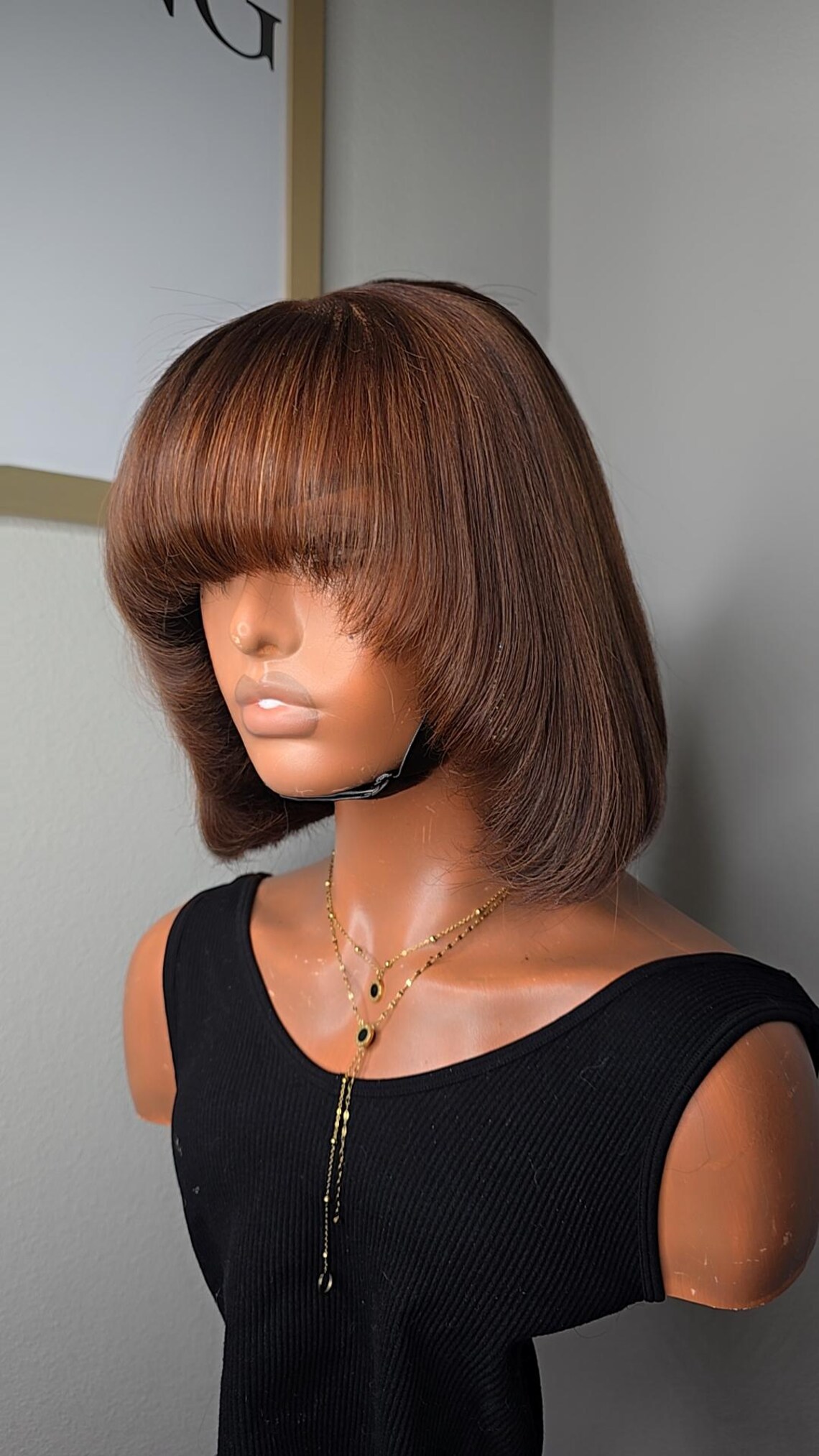 12-inches Short Bob With Bang 6x6 Closure Lace Human Hair Wig - Etsy