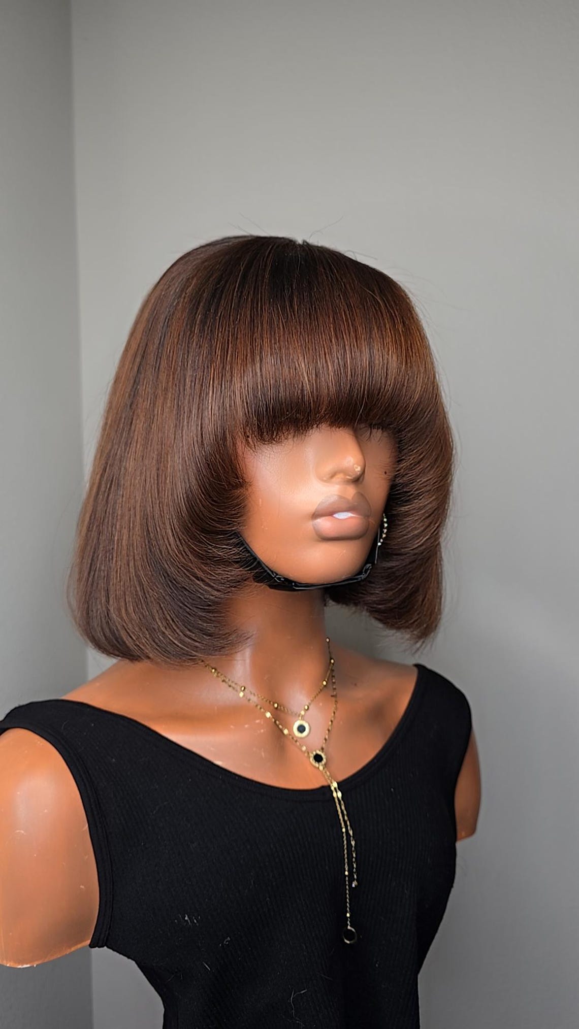 12-inches Short Bob With Bang 6x6 Closure Lace Human Hair Wig - Etsy