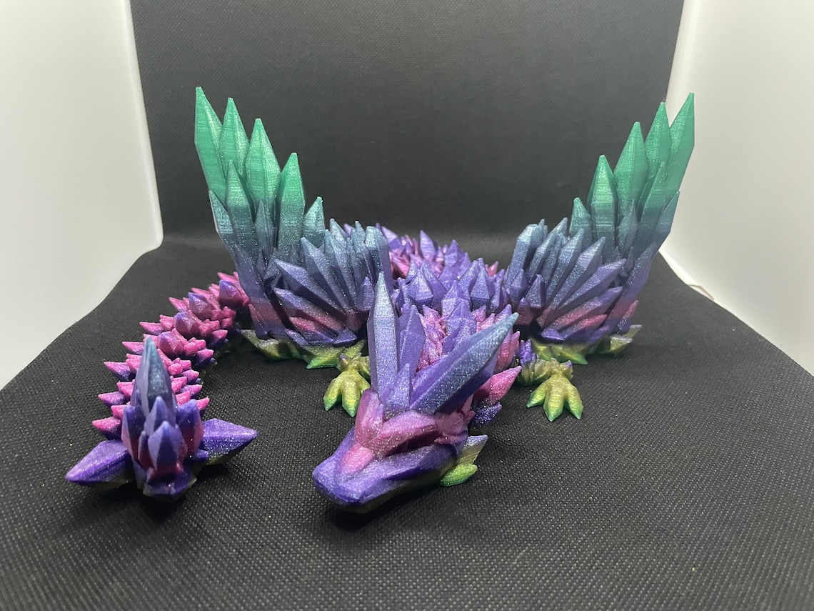 3D Printed Crystal Wing Dragon With Articulating Wings - Etsy 3D Printed Crystal Wing Dragon With Articulating Wings - Etsy