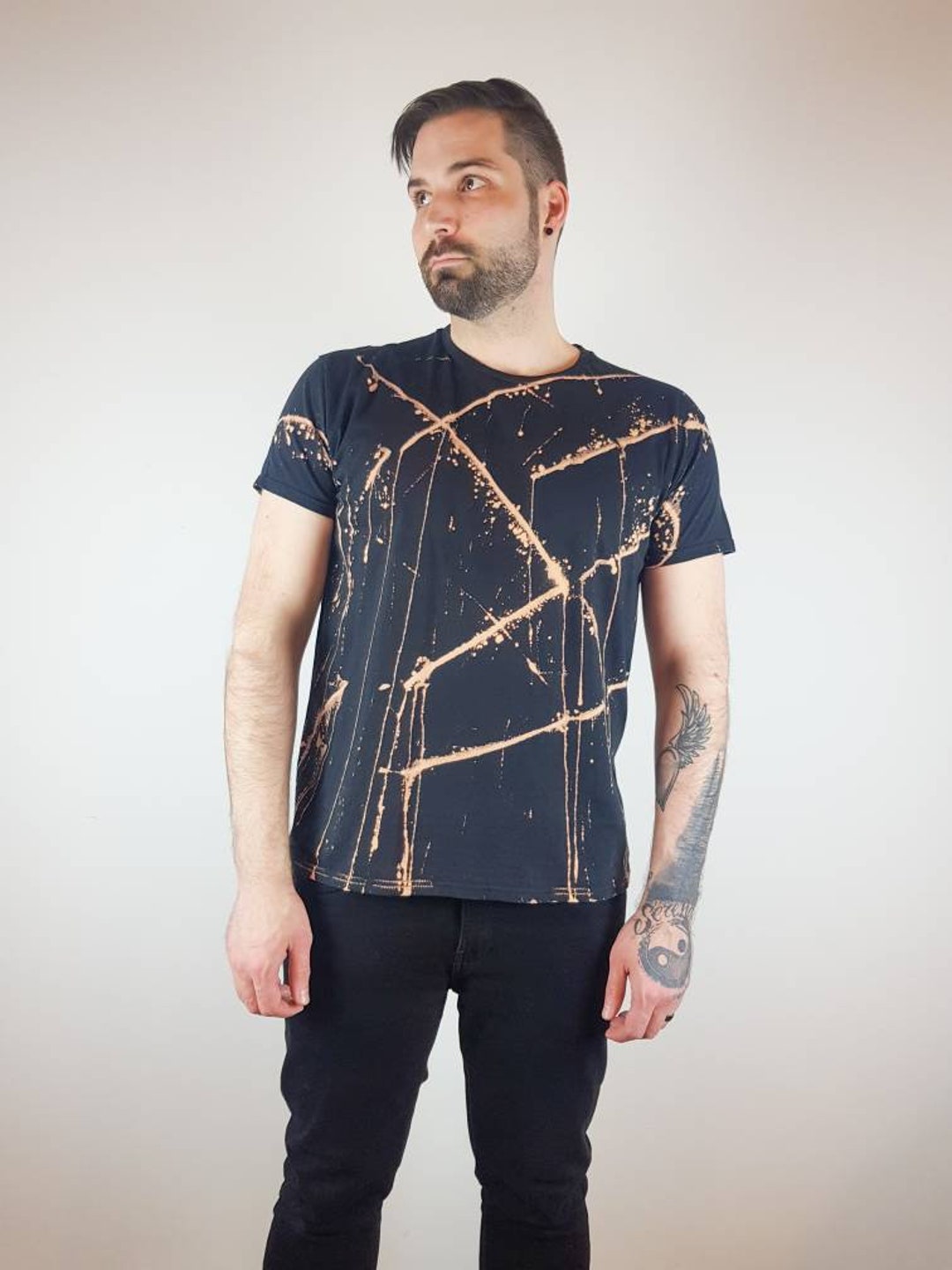 Alternative Black T-shirt With Acid Splattered, Gothic Punk Steampunk ...