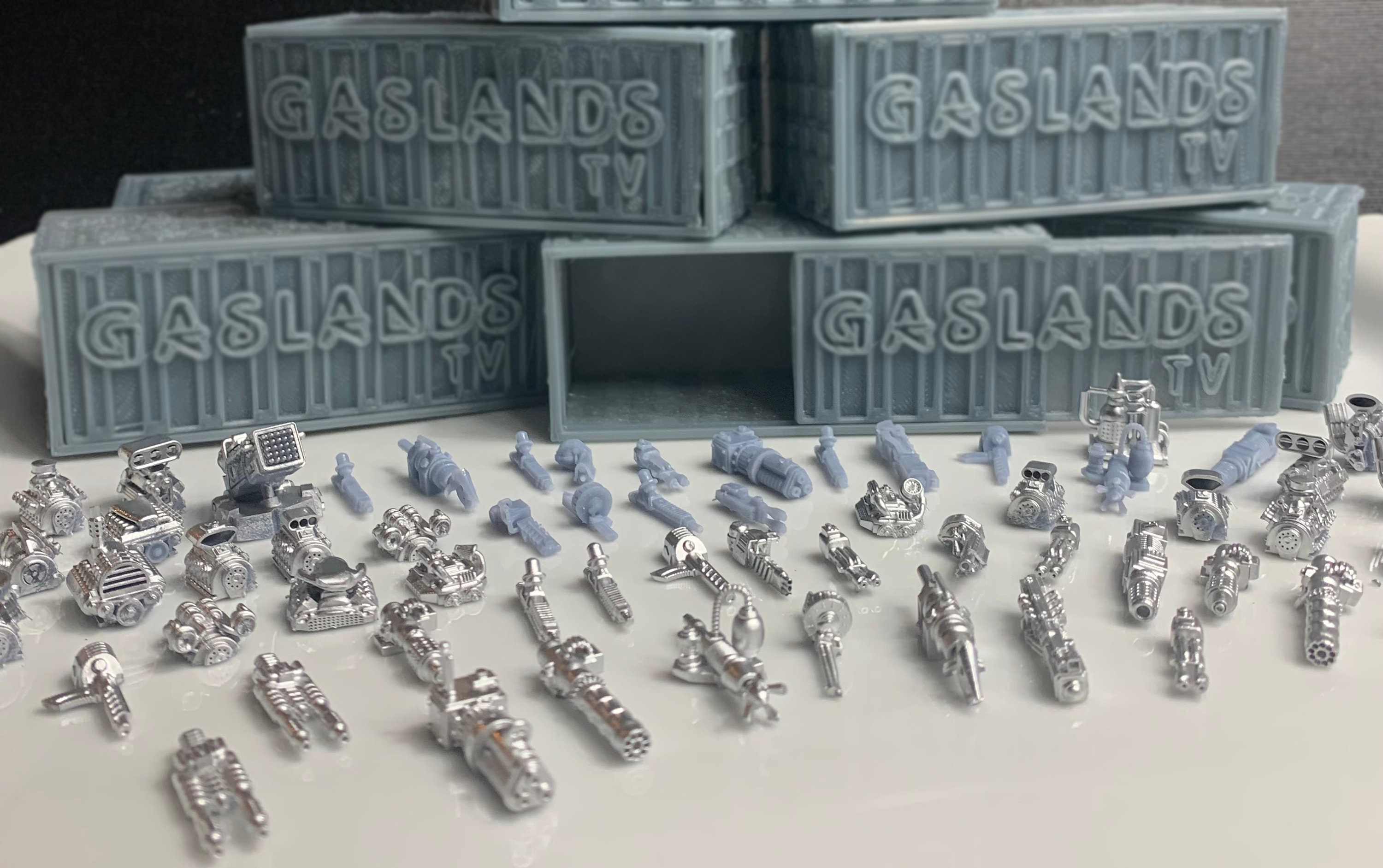 Gaslands Container Full of Miniature Guns and Engines for Hot Wheels ...