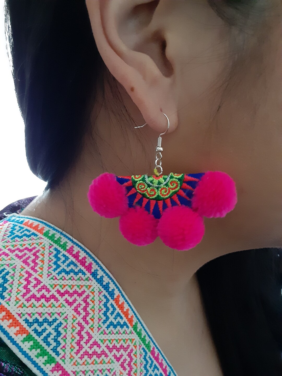 Hmong Earrings - Nickel Free (color Options) - Etsy