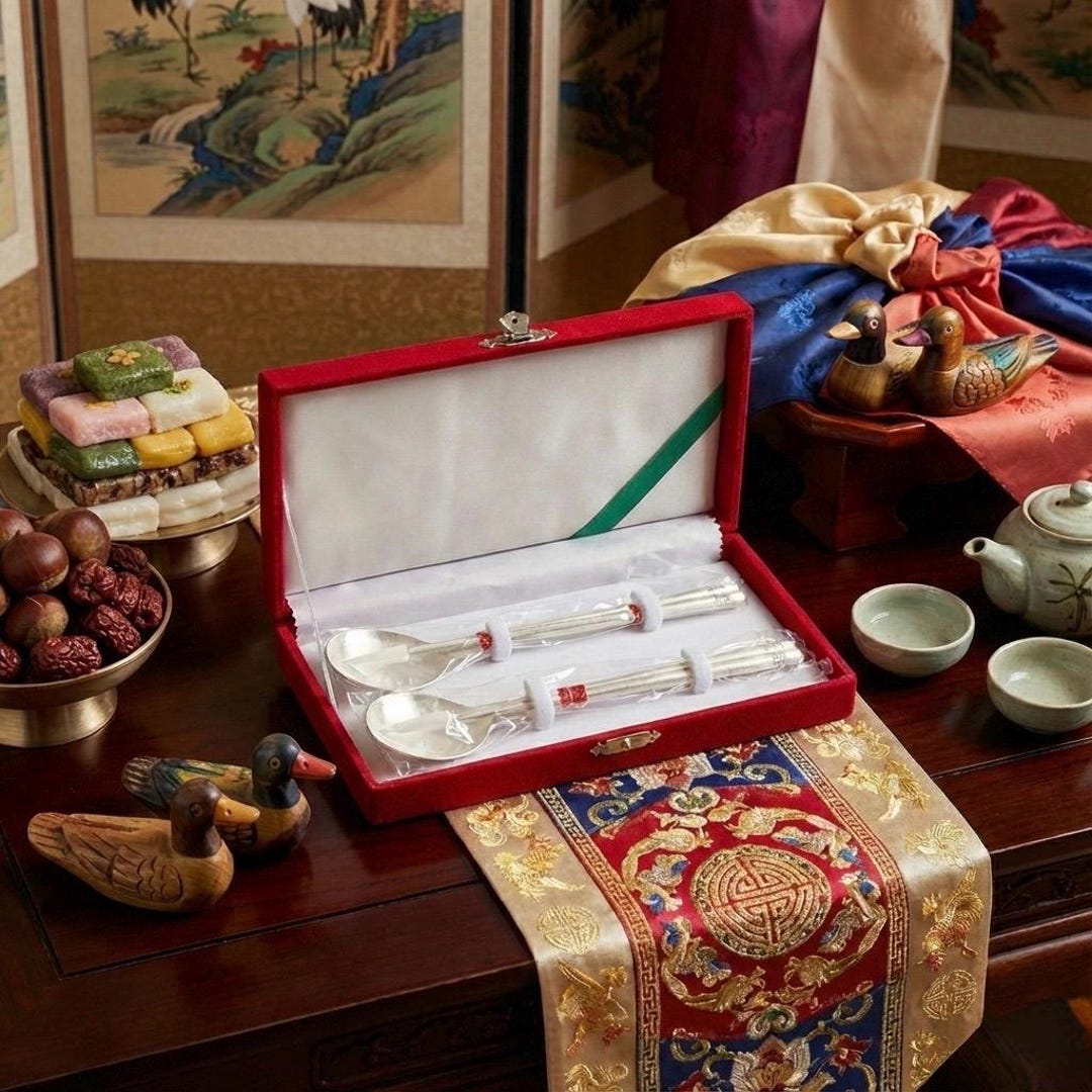 Vintage Korean Silver Sujeo Set – Wedding Tea Ceremony Gift Box - Etsy