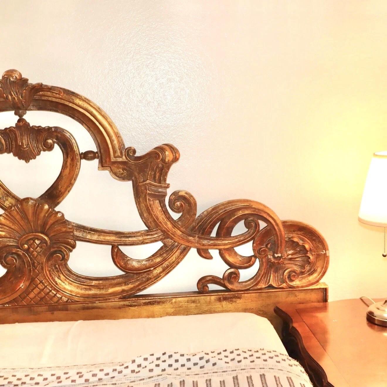 Gold Colored Vintage Italian Baroque Romantic Style Head Board King ...