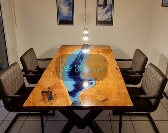 Custom Made Shadow Black Epoxy Wood Dining, Kitchen, Office Desk ...