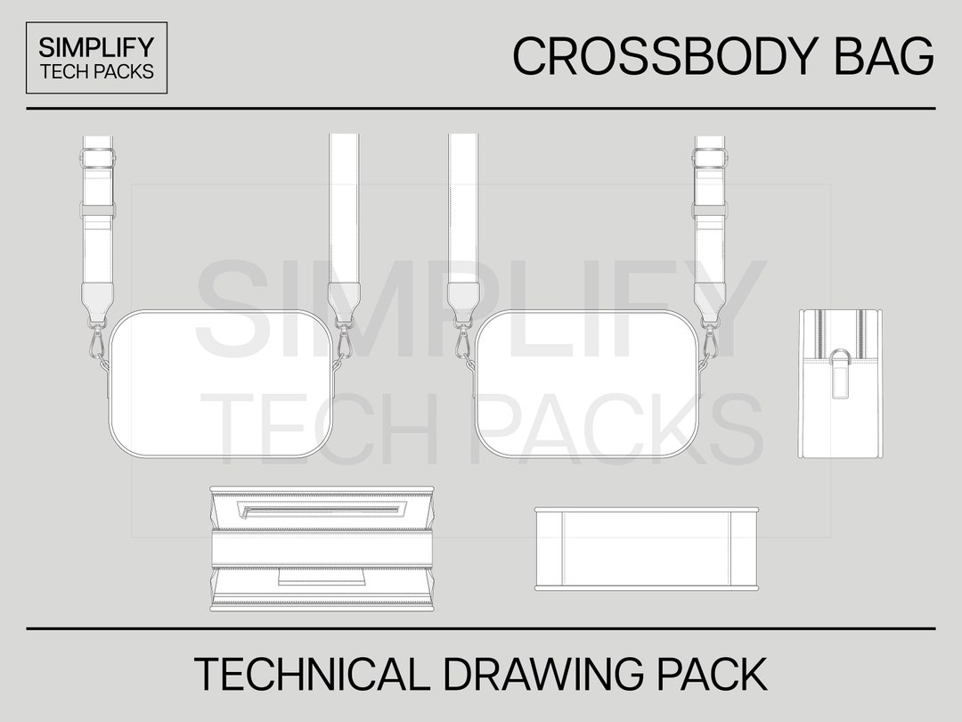 Crossbody Bag Flat Sketch - Fashion Flats, Fashion Design, Technical ...
