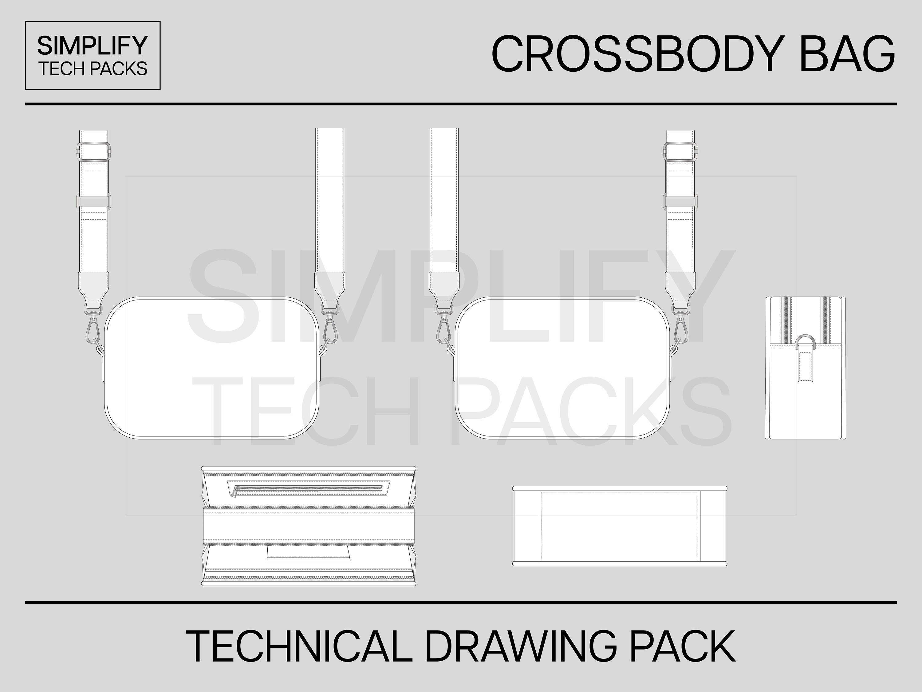 Crossbody Bag Flat Sketch - Fashion Flats, Fashion Design, Technical ...