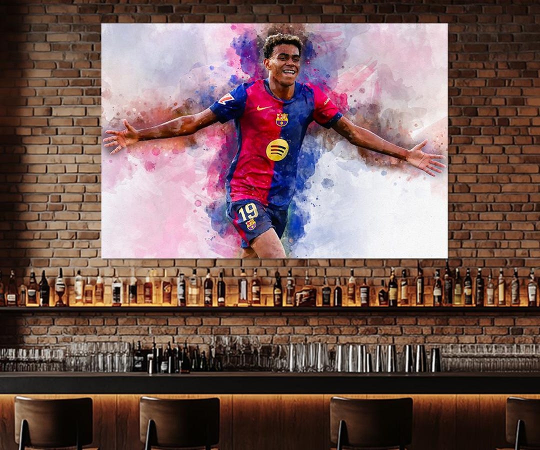 Lamine Yamal Canvas Print, Football Fan Gift, Sport Bar Decor, Lamine ...