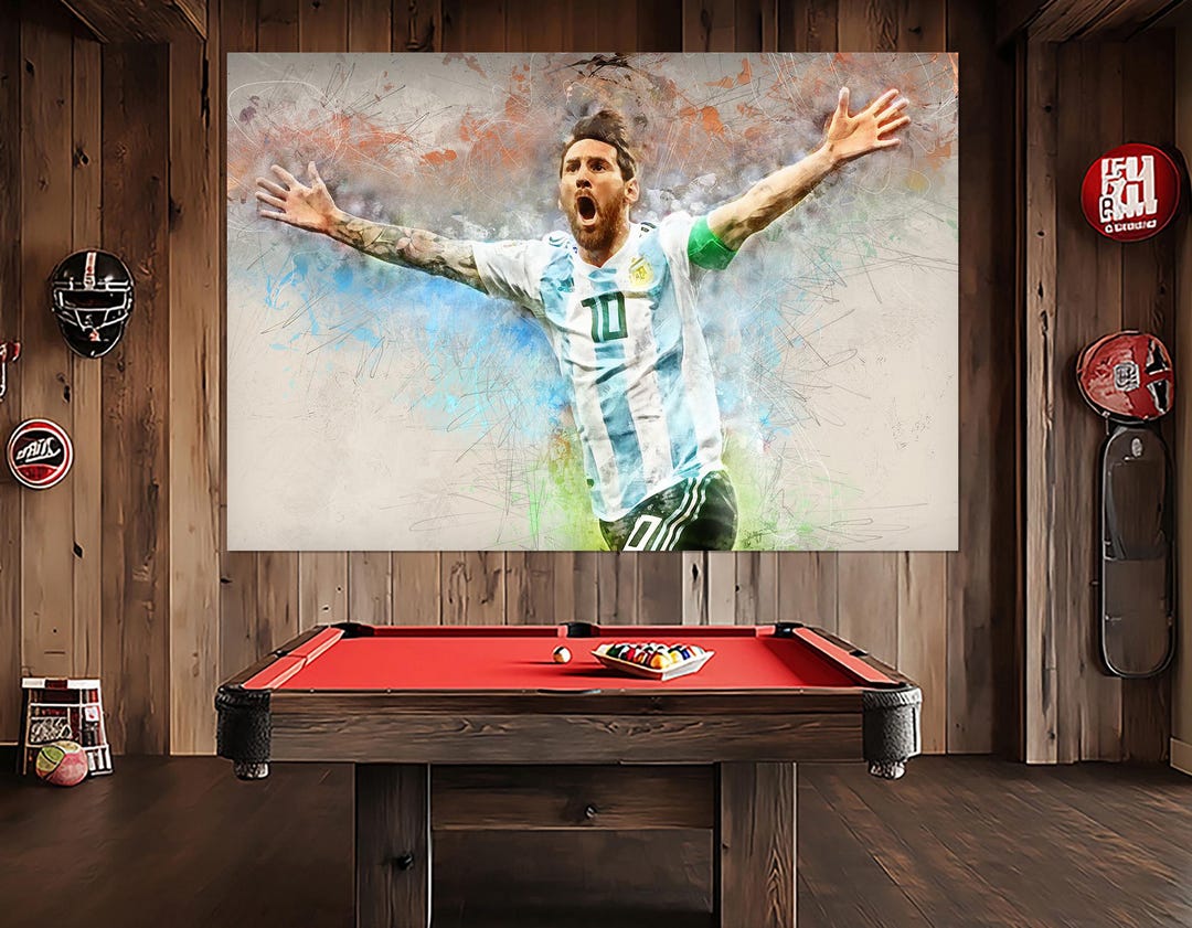 Lionel Messi Canvas Print, Football Wall Decor, Argentina Fan Gift ...