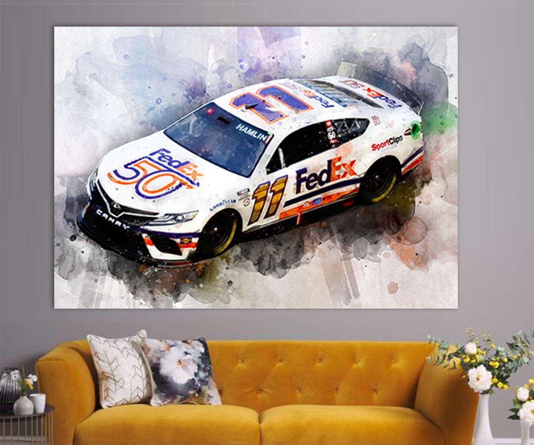 Denny Hamlin Canvas Print, NASCAR Wall Art, Canvas Wall Art, NASCAR Fan ...