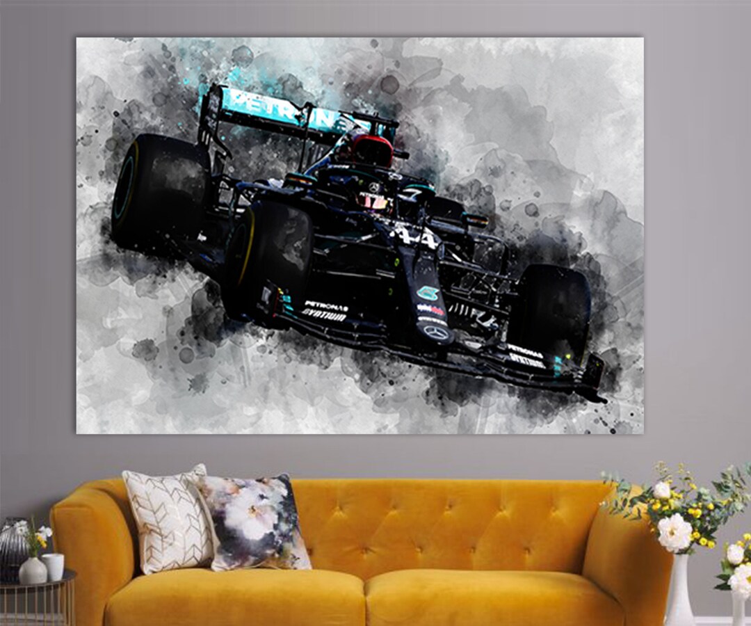 Lewis Hamilton All Black Car Canvas Print, Mercedes Room Decor, Canvas ...