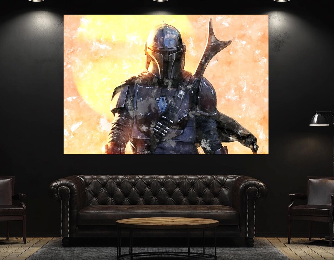 The Mandalorian Sunset Watercolor, Star Wars Canvas Print, Artistic Sci ...