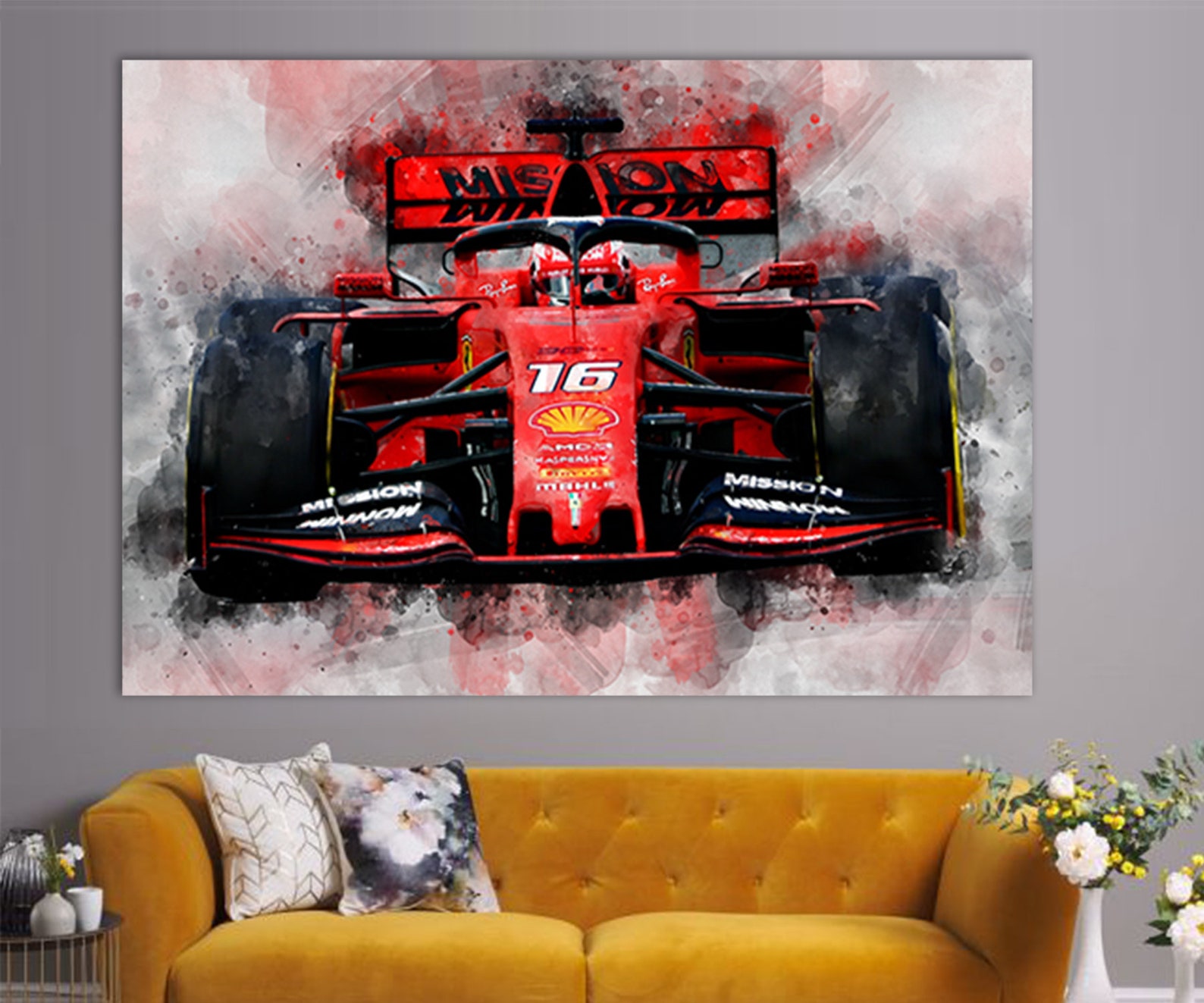 Charles Leclerc Car Canvas Print Charles Leclerc Wall Art F1 | Etsy