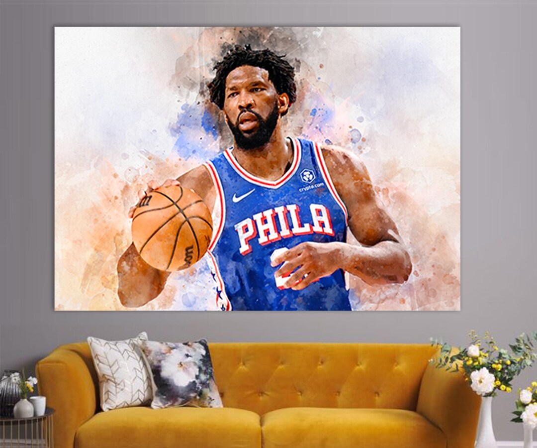 Joel Embiid Canvas Print, Joel Embiid Wall Art, Basketball Canvas Print ...