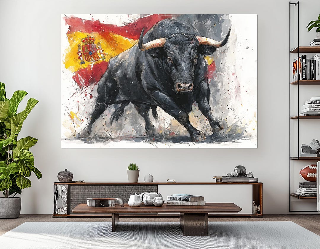 Spanish Bull Canvas Print, Toro Bravo Artwork, Spanish Flag Wall Art - Etsy