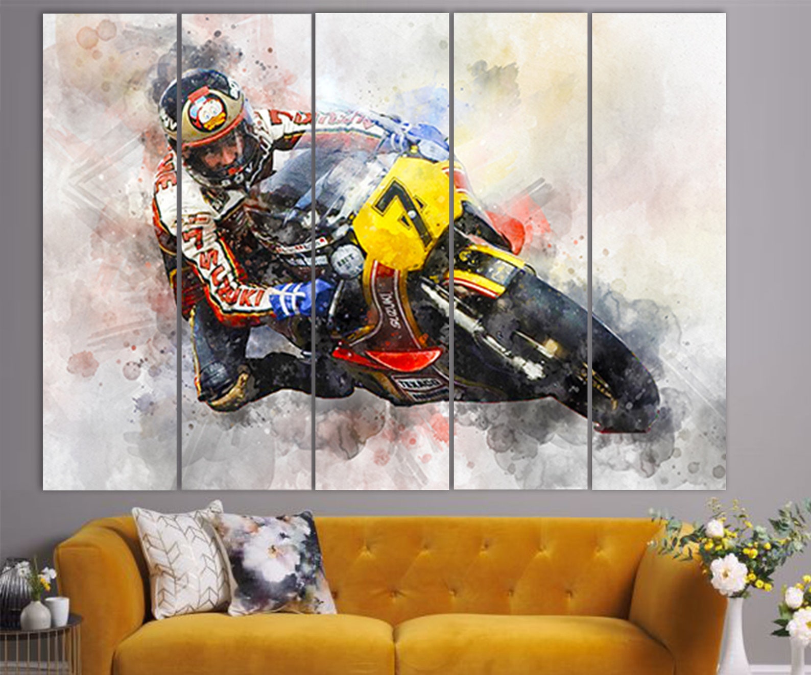 Barry Sheene Canvas Print, Moto GP Decor, Moto Racing Wall Art, Moto GP ...