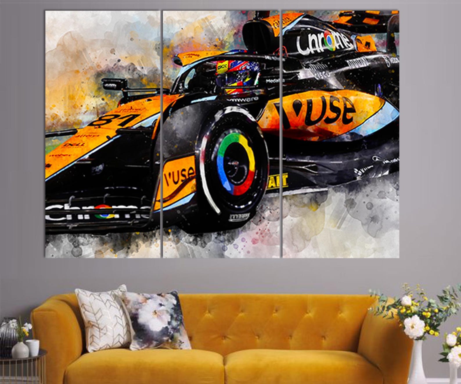 Oscar Piastri Canvas Print, Mclaren Fan Gift, Formula 1 Painting, F1 ...