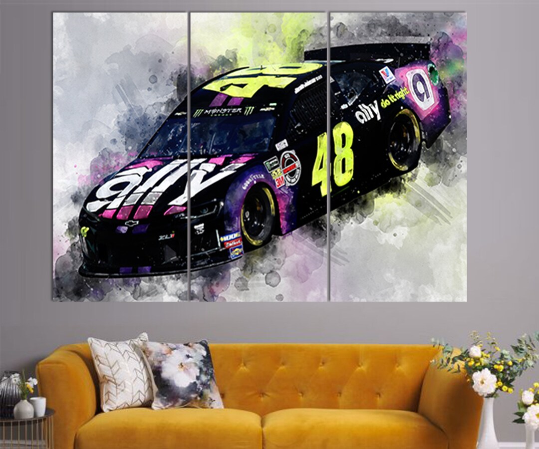 Jimmie Johnson Canvas Print, NASCAR Room Decor, NASCAR Fan Gift, Racing ...