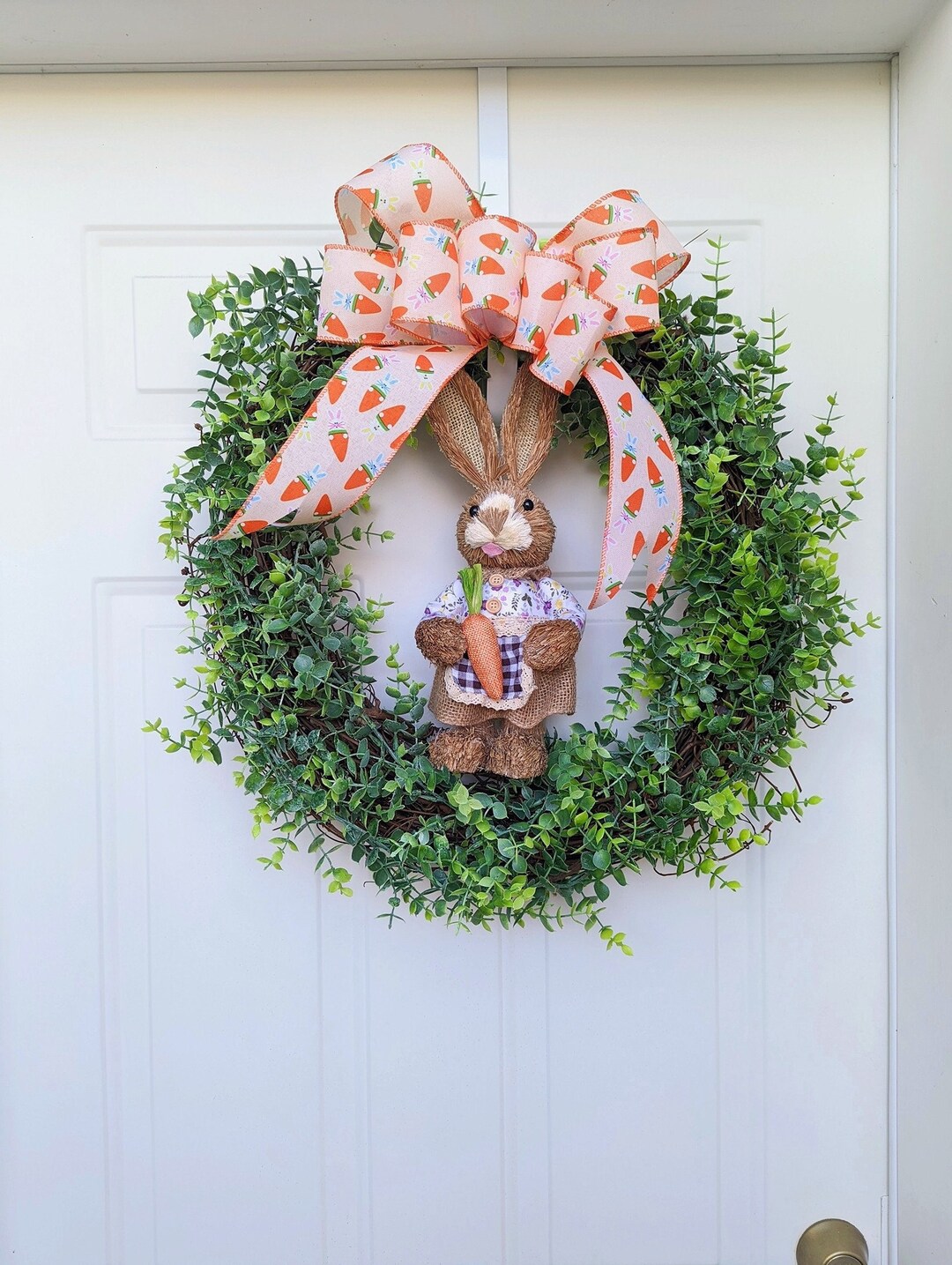 Easter Bunny Front Door Wreath. Carrot Wreath. Easter Door Wreath ...