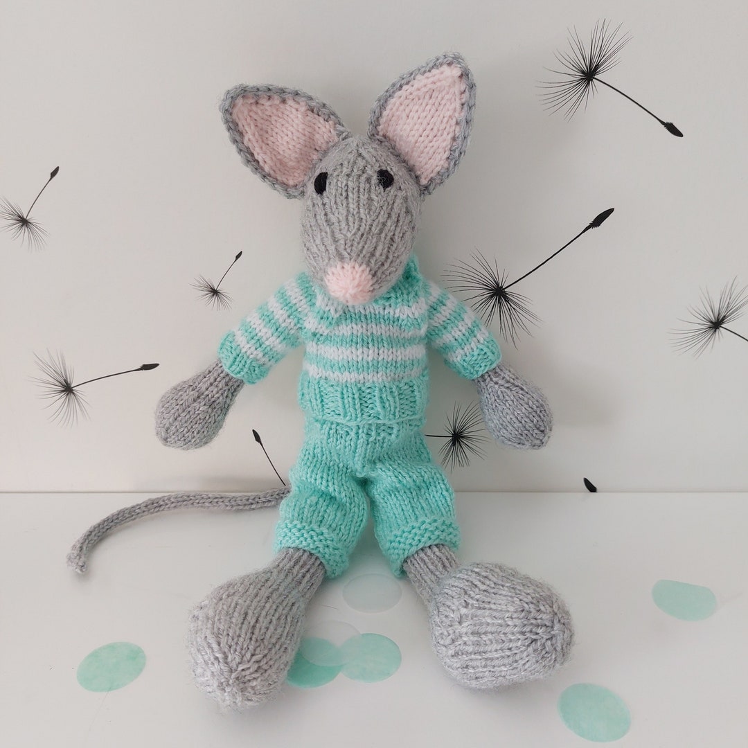 Knitted Cuddly Mouse With Mint Green Pants and Sweater - Etsy