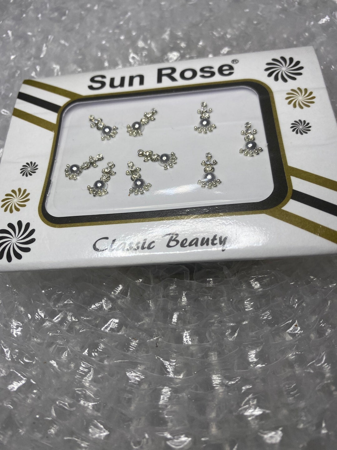 9 Silver Forehead Bindis Self Adhesive Jewels Face Gems Bollywood Bindi ...