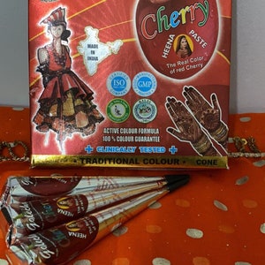 3 Cherry Red Henna Paste Cones Temporary Tattoo Ink - Etsy Canada